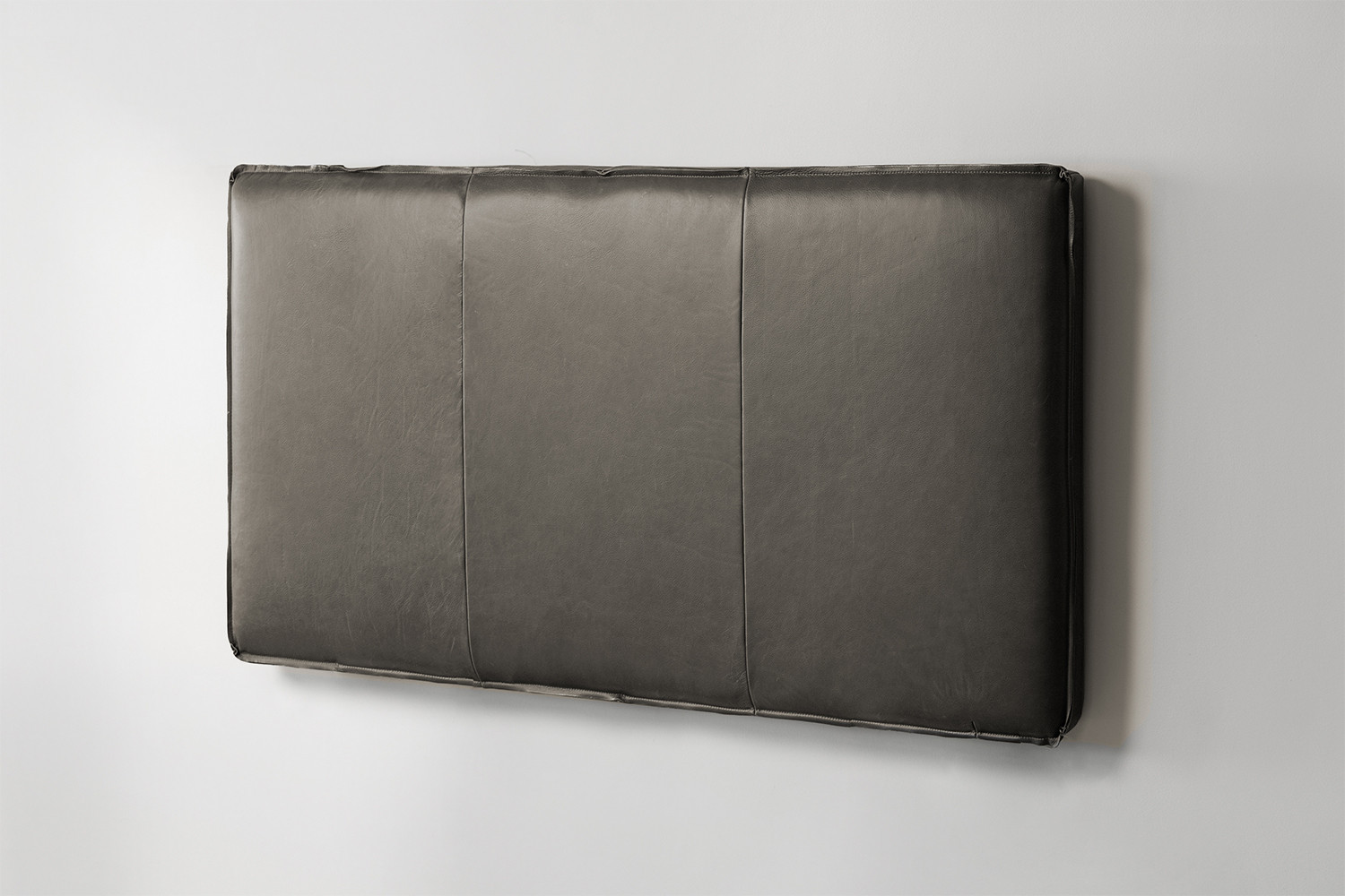 Matlock Leather Headboard Double Charcoal For Sale | Cielo