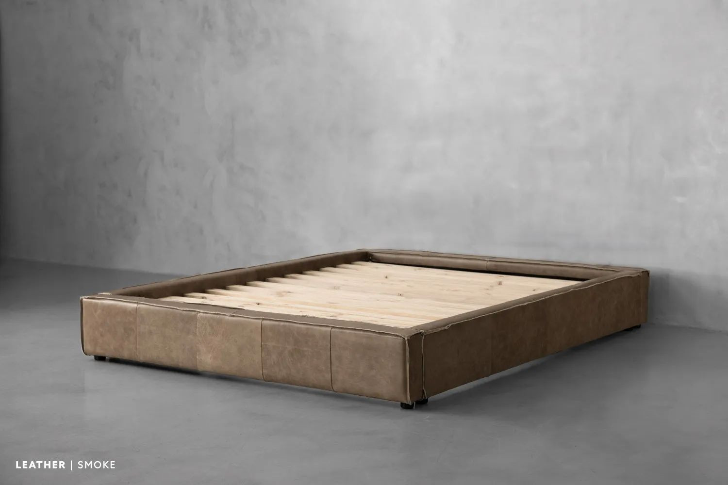 Demo - Kendrix Leather Bed Base-KXL-Vintage Smoke