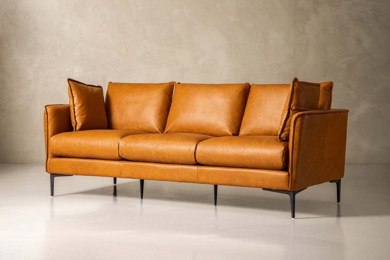 Everly 3-Seater Leather Couch - Whiskey For Sale | Cielo