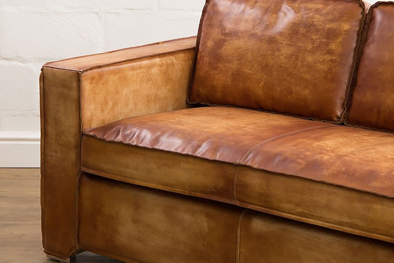 Worn Leather Couch