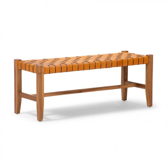 Zachary Leather Bench - Tan | Cielo