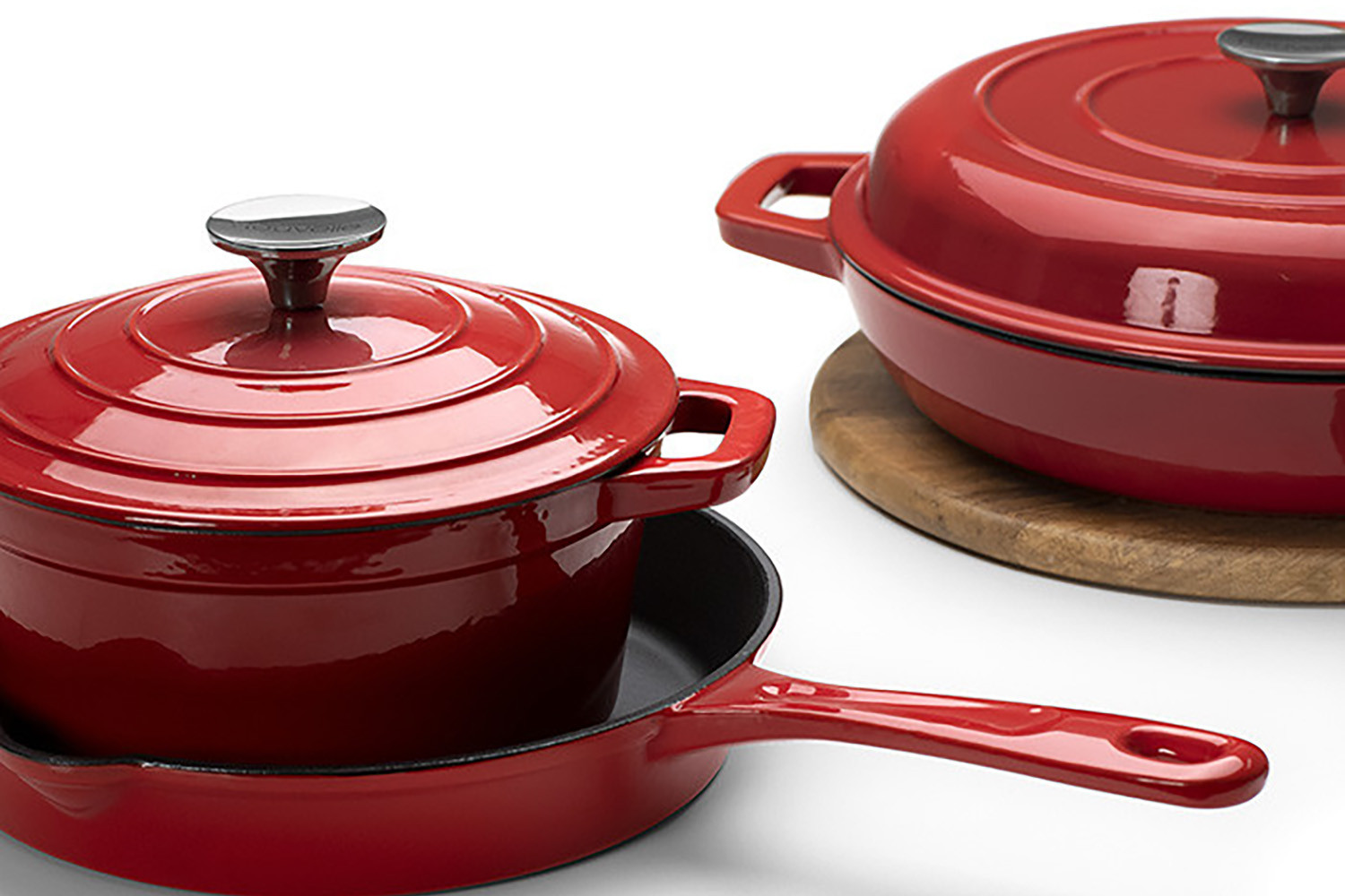 Nouvelle Cast Iron 8 Piece Cookware Set - Red | Cielo