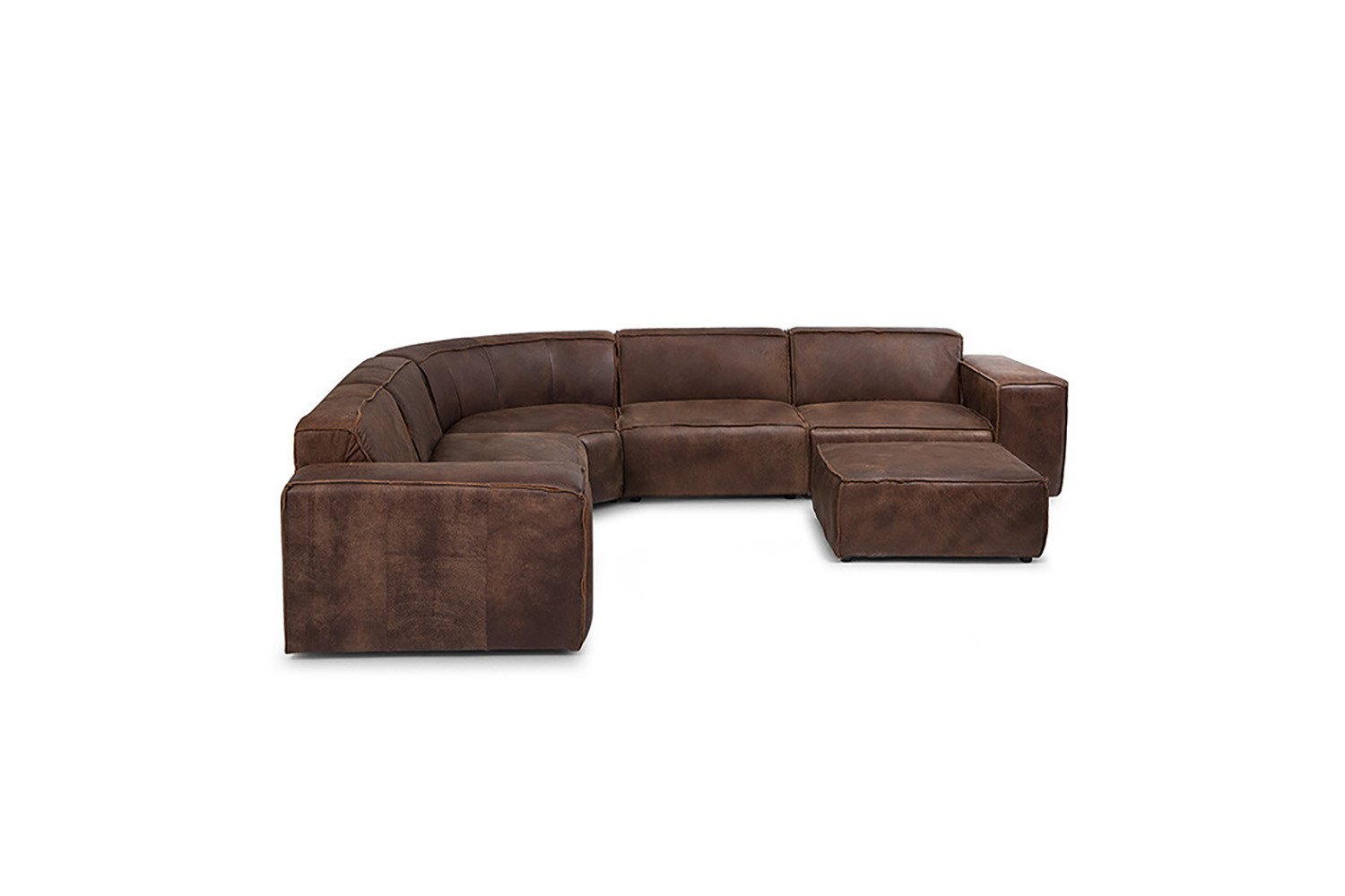 Jagger Leather Modular - Grand Corner Couch with Ottoman - Spice | Cielo