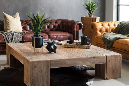 Rustic Solid Oak Beam Coffee Table, 55% OFF