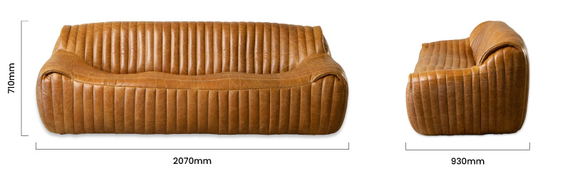 Cuban 3 Seater Leather Couch -Tan | Cielo