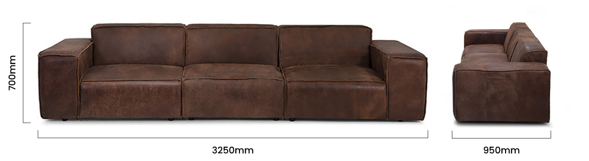 Jagger Leather Modular - 4 Seater Couch - Spice | Cielo