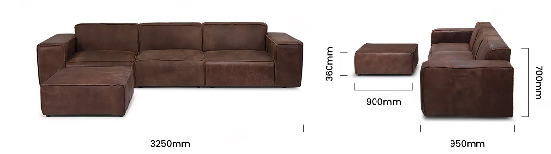 Jagger Leather Modular - Daybed - Spice | Cielo