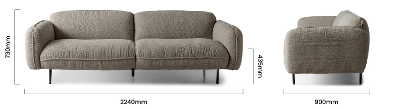 Gabriel 3 Seater Couch - Stone | Cielo