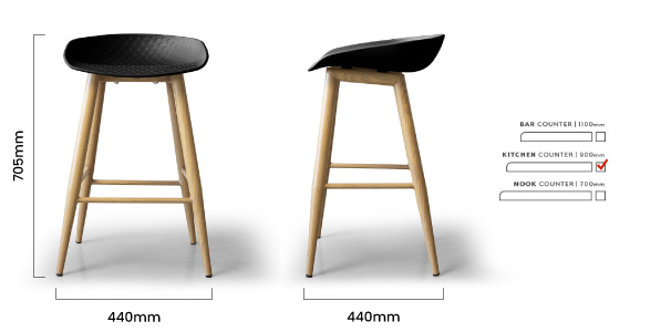 Hunter Counter Bar Stool - Black | Cielo