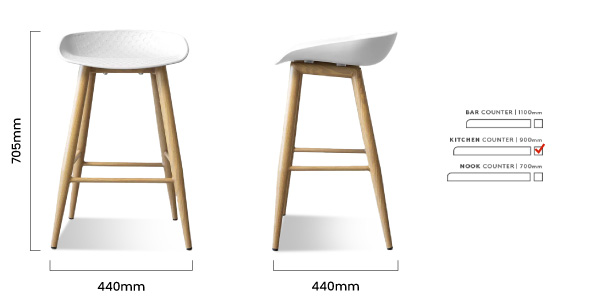 Hunter Counter Bar Stool - White | Cielo
