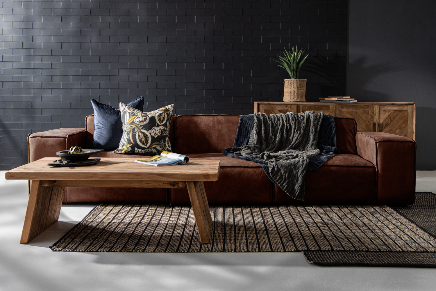 Jagger 3 Seater Leather Couch - Spice | Cielo