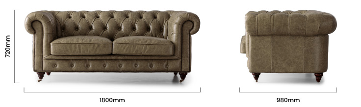 Jefferson Chesterfield 2-Seater Leather Couch | Cielo