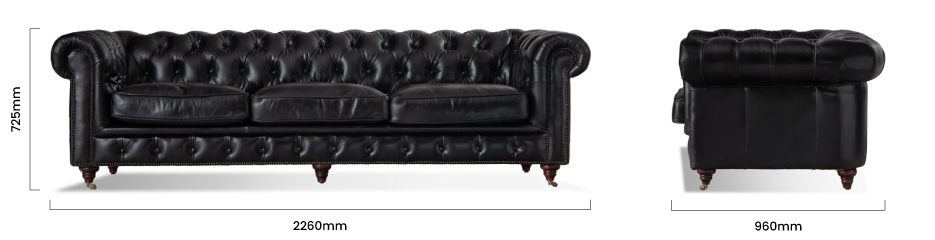 Jefferson Chesterfield 3 Seater Leather Couch | Cielo